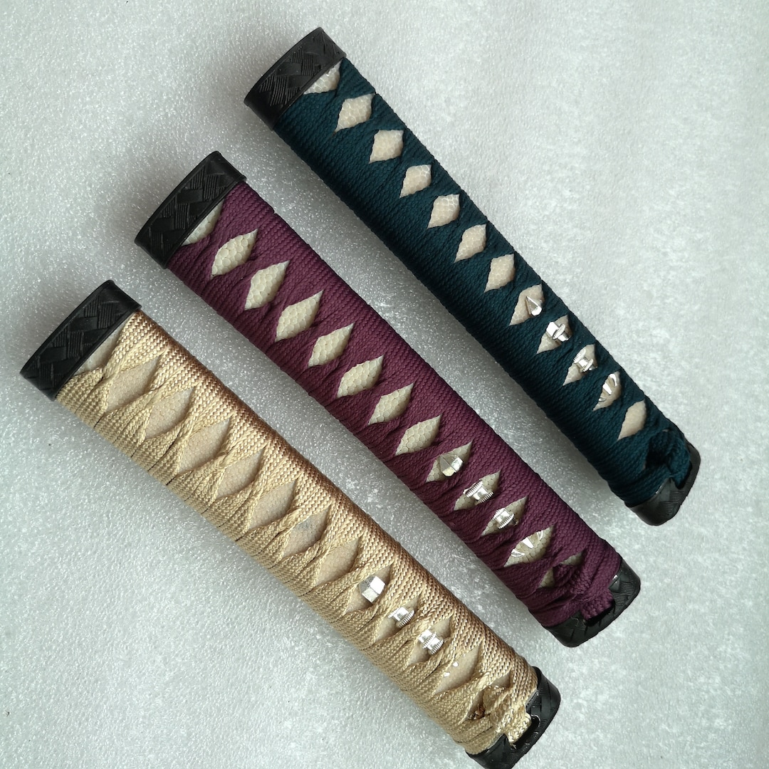 20cm Length Synthetic Silk Ito White Rayskin Tsuka for Japanese Samurai ...