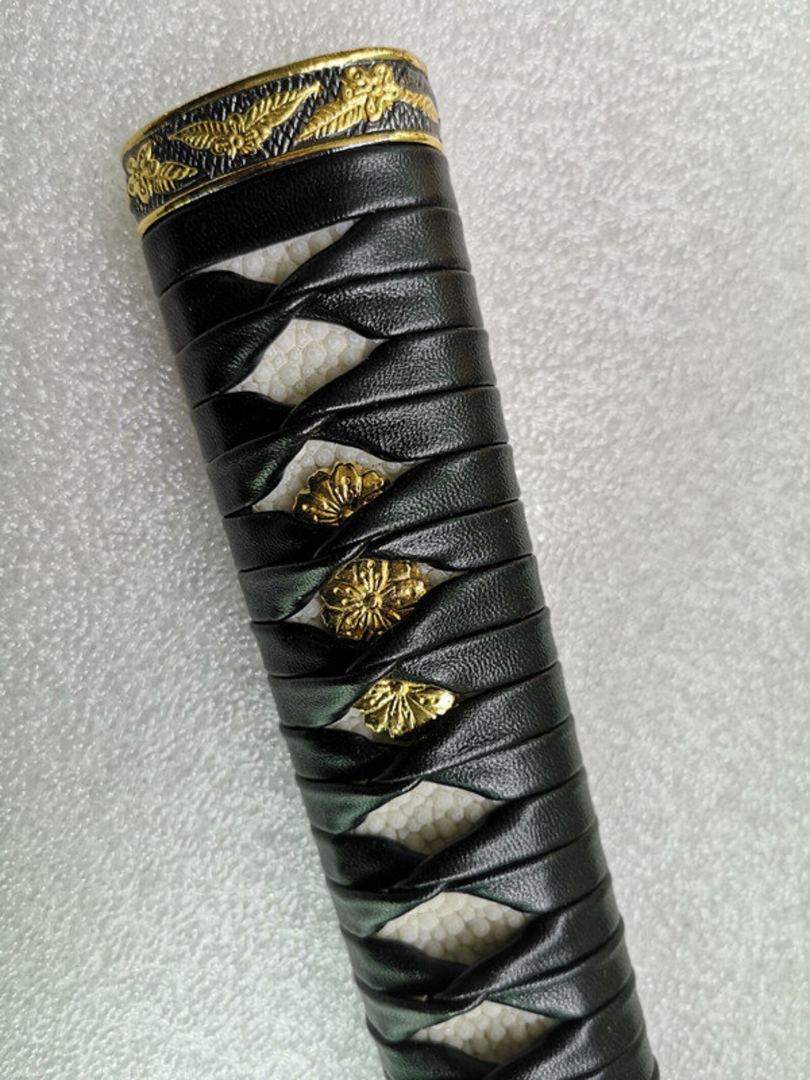 26cm Length Synthetic Silk Ito White Rayskin Tsuka for Japanese Samurai ...