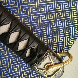 26cm Length Synthetic Silk Ito White Rayskin Tsuka for Japanese Samurai ...