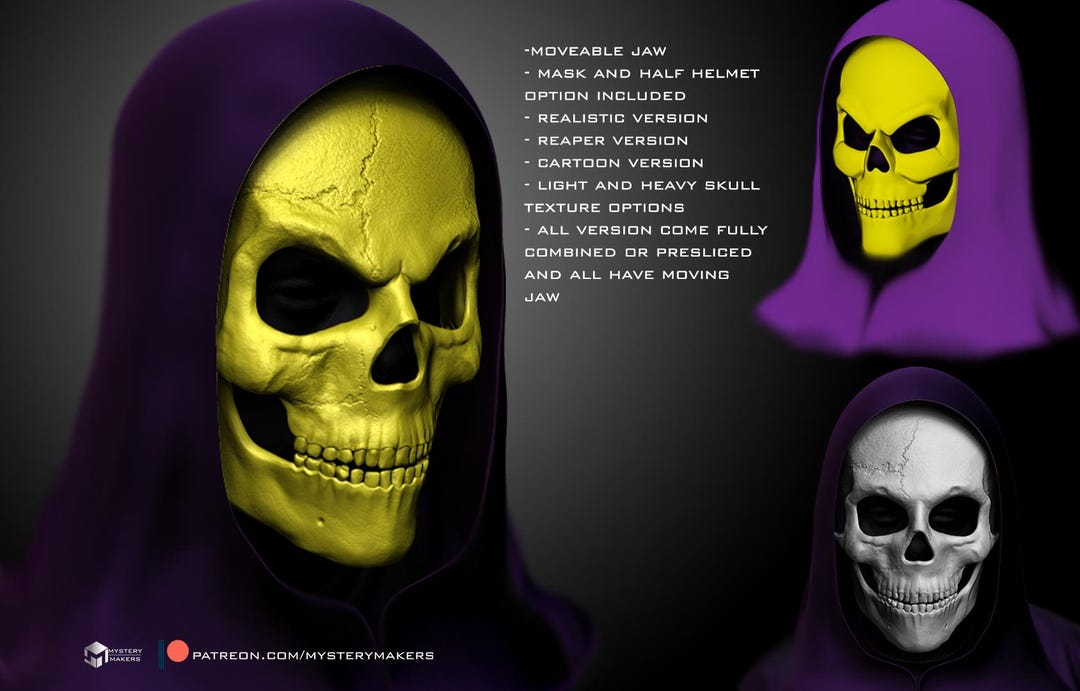 Skeletor Mask With Moveable Jaw (stl Files - Digital Download Only) - Etsy