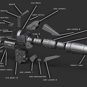 Blaster 3d Printable Kit Inspired by Havoc Squad Blaster Cannon stl ...