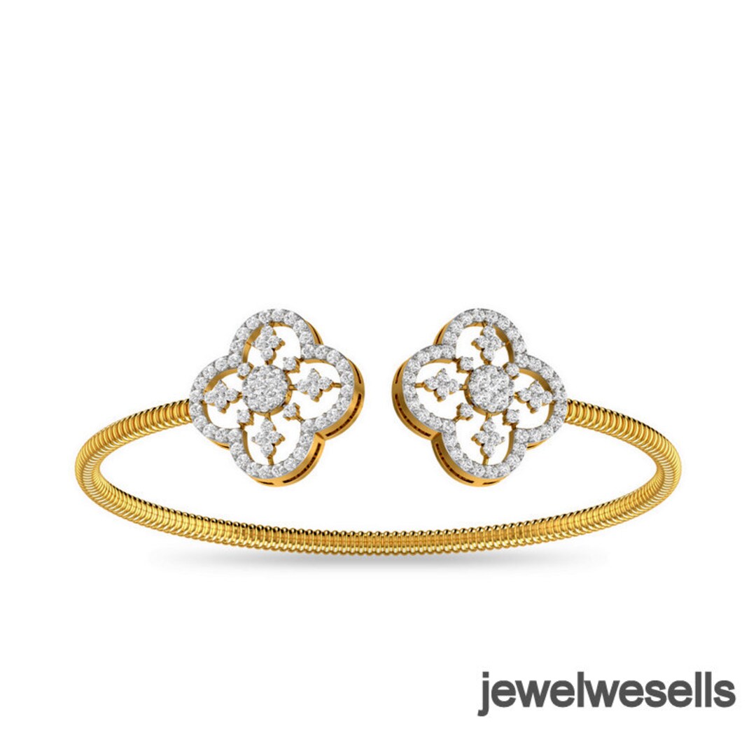Natural Diamond Bangel-18kgold Diamond Bracelet for Women-14kgold ...