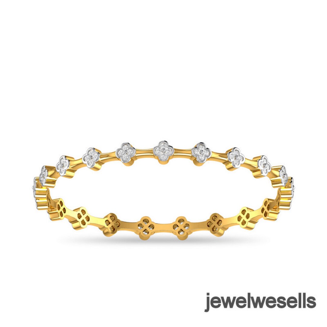 Natural Diamond Bracelet-14k Diamond Bangle Bracelet-18k Gold Bangle ...