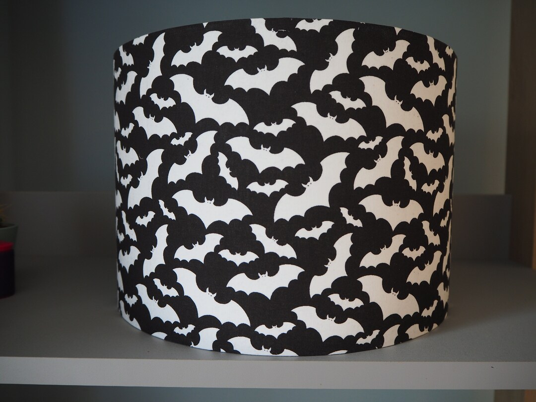 Black Bat Lampshade White Background Lampshade Gothic Bat Animal Design ...