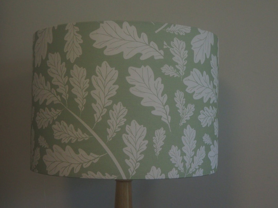 Oak Leaves Lamp Shade Botanical Cottage Leaf Print Fabric on Green ...