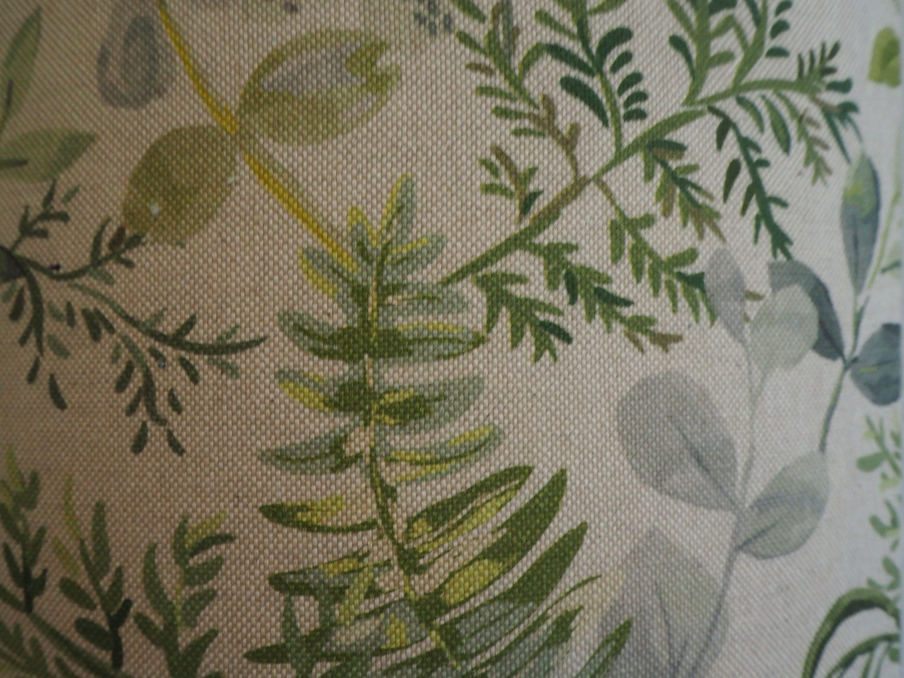 Green Leaves Lampshade Woodland Leaf Pattern Fabric Grey Beige Neutral ...