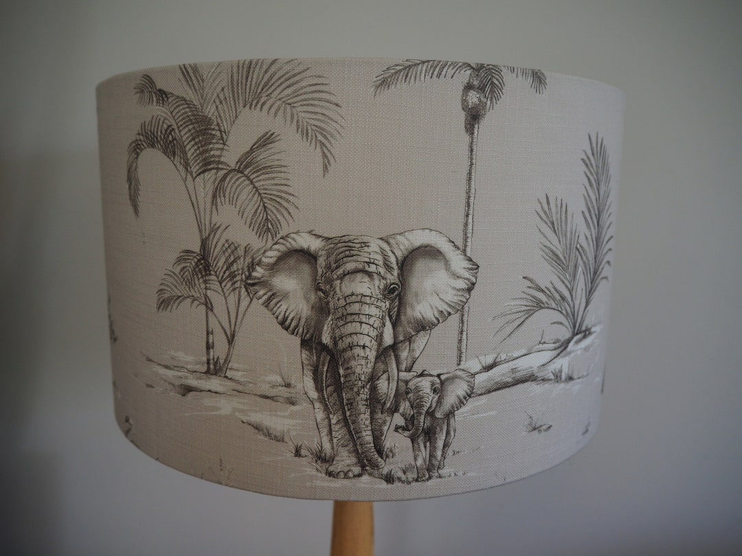 Safari Grey Lampshade African Elephants & Cheetahs Wildlife Design ...