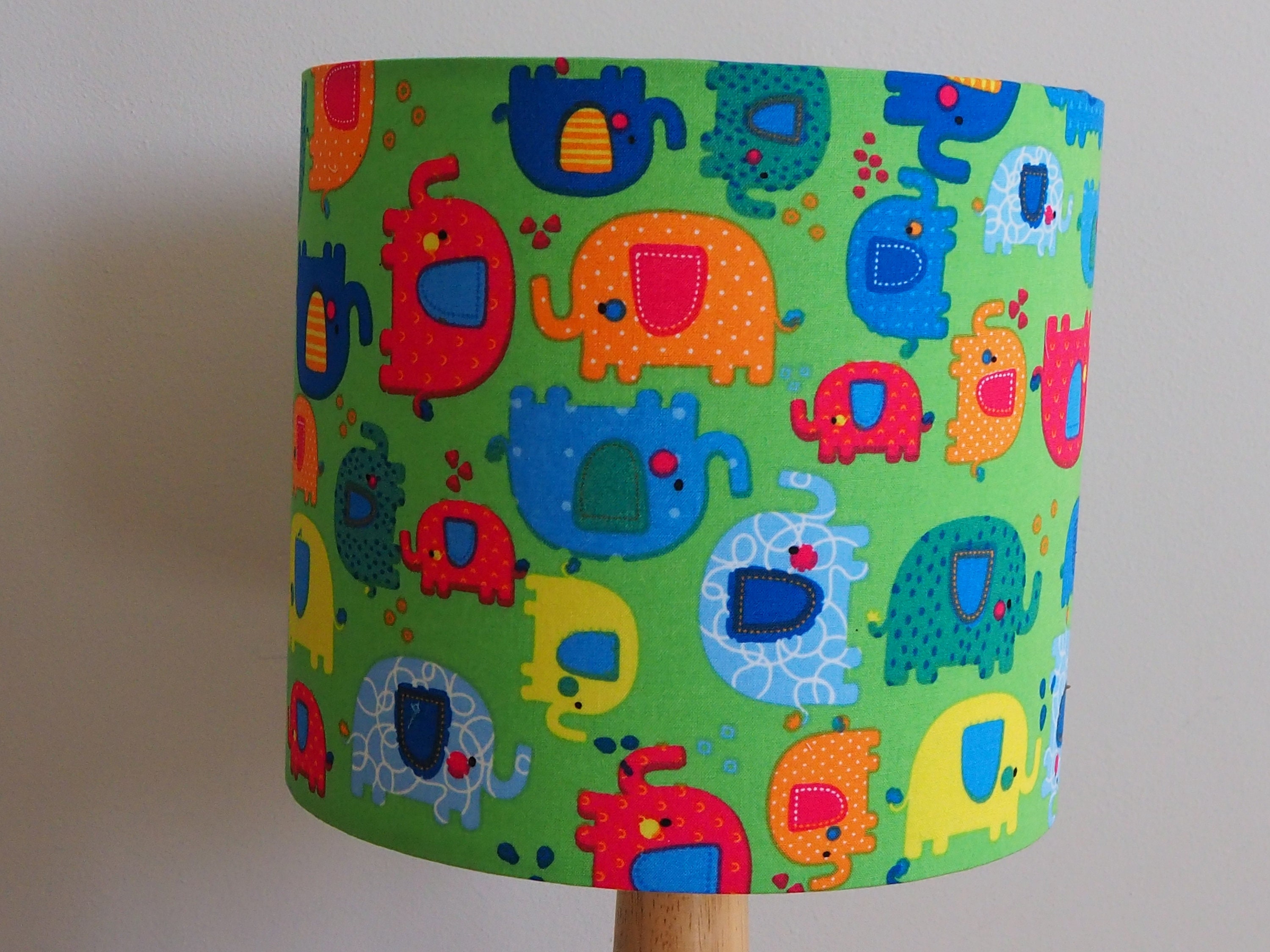 Green Elephant Jungle Lampshade Safari Bright Green Design | Etsy