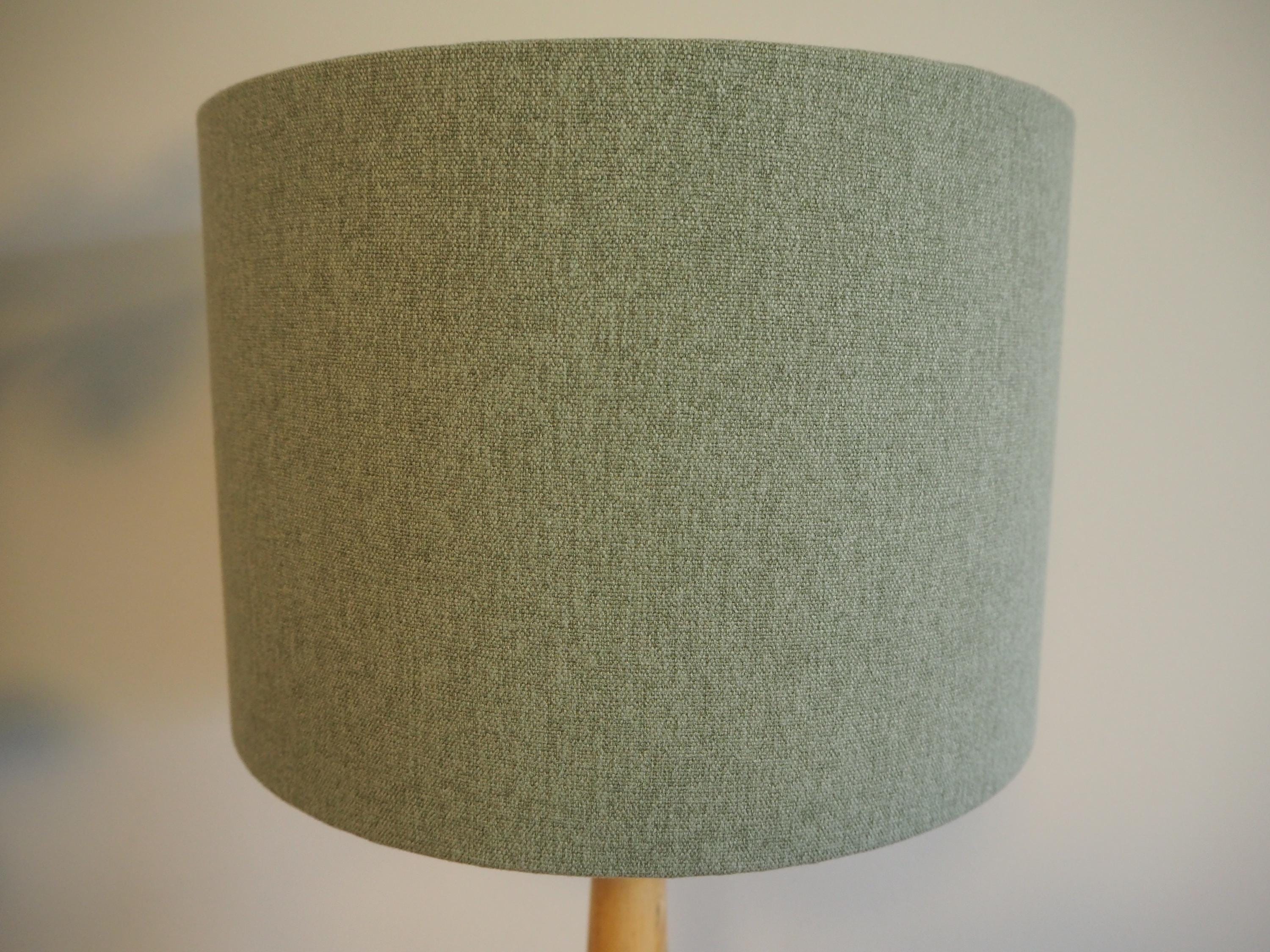 Green Lampshade Tweed Style Plain Weave Drum Shade Table Floor or ...