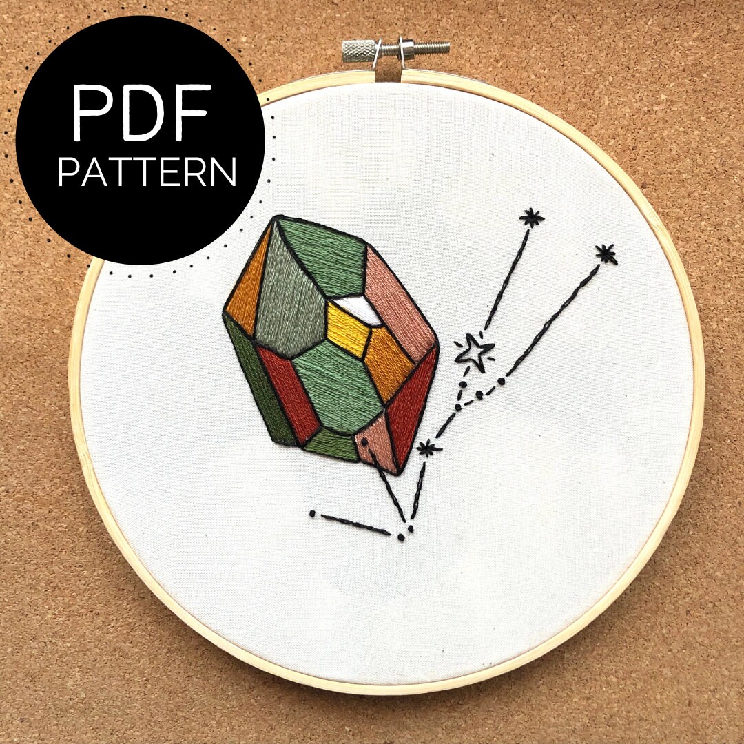 Taurus Digital PDF Pattern - Constellation Zodiac Sign With Crystal ...