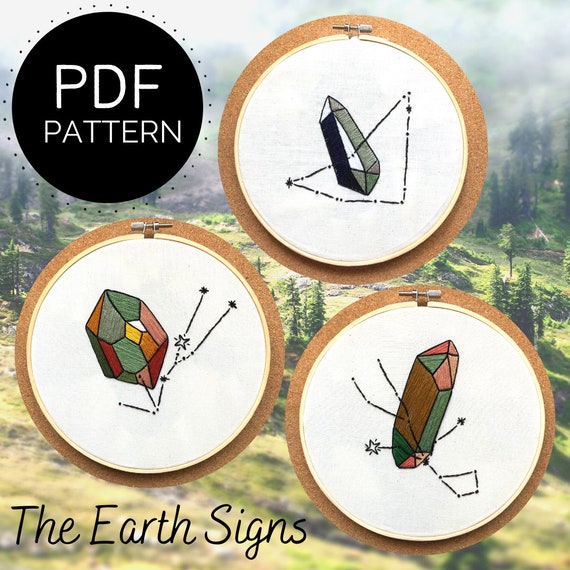 Earth Signs Digital PDF Pattern Constellation Zodiac Sign | Etsy