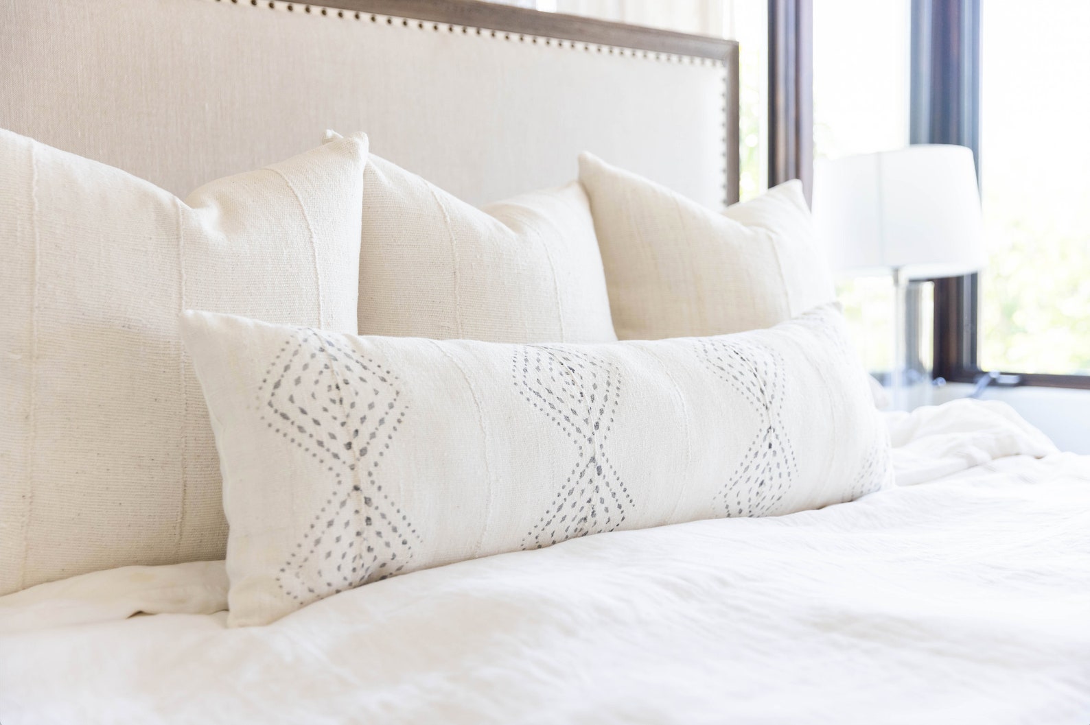 Extra Long Lumbar Pillow White African Pillow White Mudcloth - Etsy