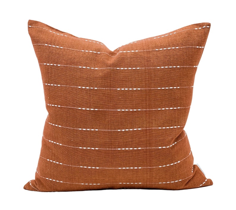 Rust With White Woven Stripes Pillow Cover White and Rust - Etsy