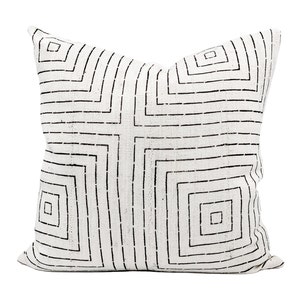 White Mudcloth Pillow Cover 22x22, African Pillow, Cream White Pillow ...