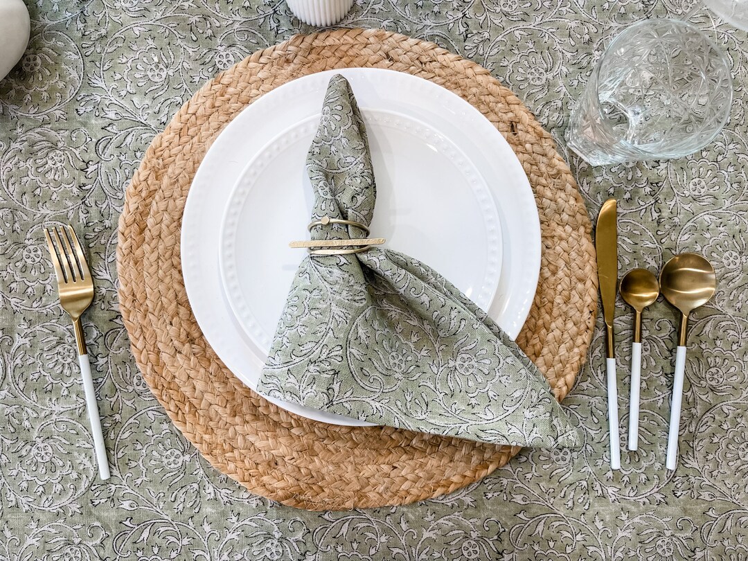 100% Linen Floral Napkins, Linen Napkins, Napkins for Dining Table ...