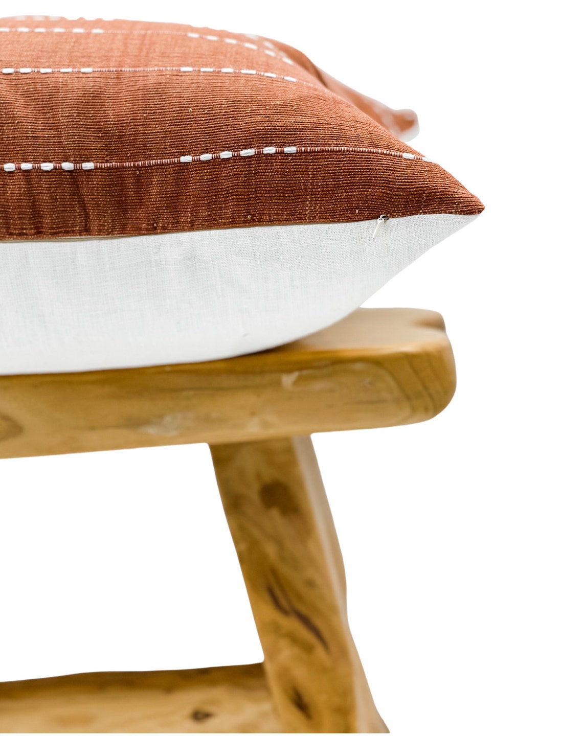 Rust With White Woven Stripes Pillow Cover White and Rust - Etsy