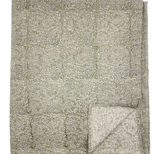 Light Olive Green Floral Design on Natural Linen Table Cover, Neutral ...