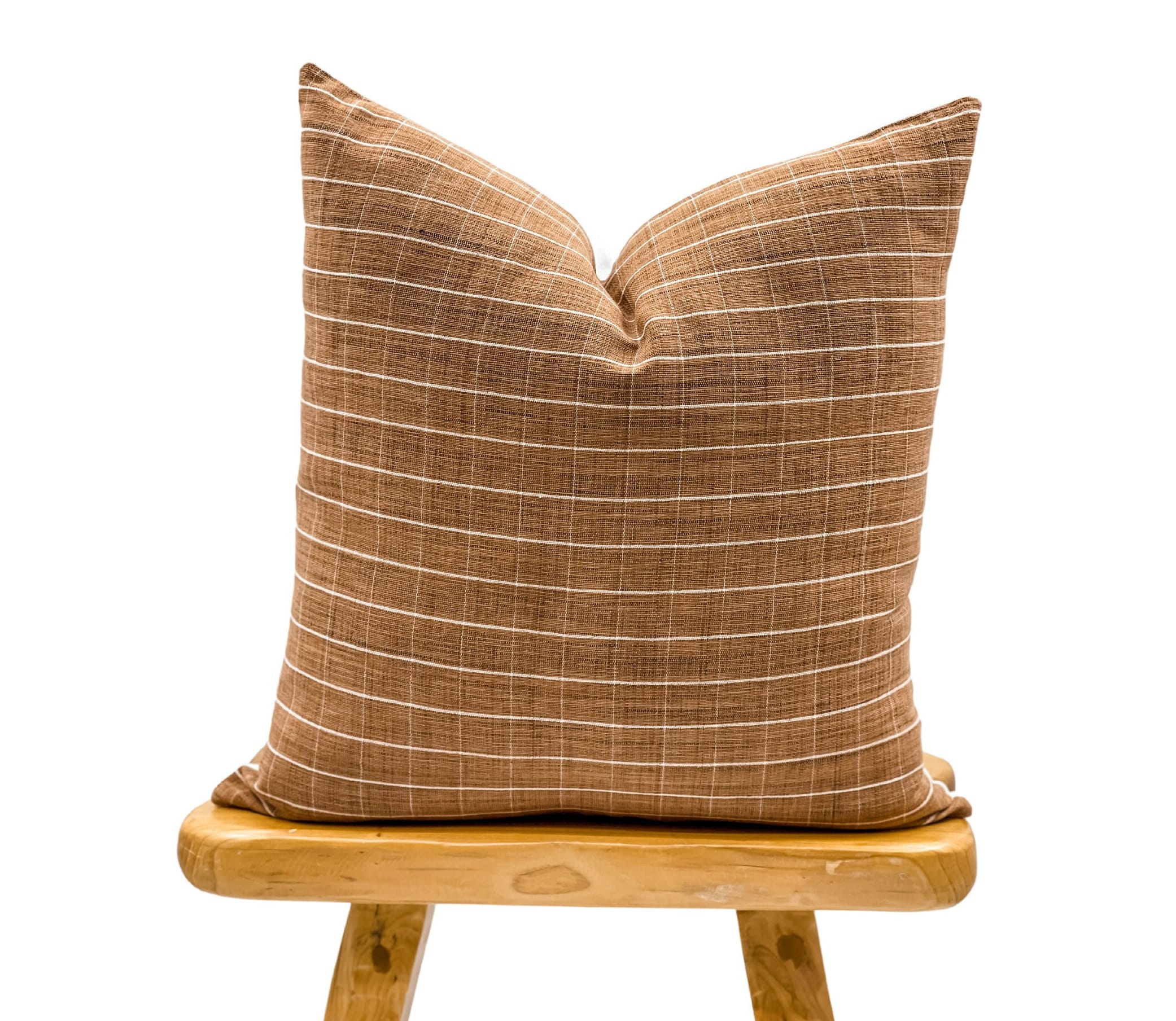 Handwoven Windowpane Terracotta Rust Pillow Cover, Farmhouse Pillow ...