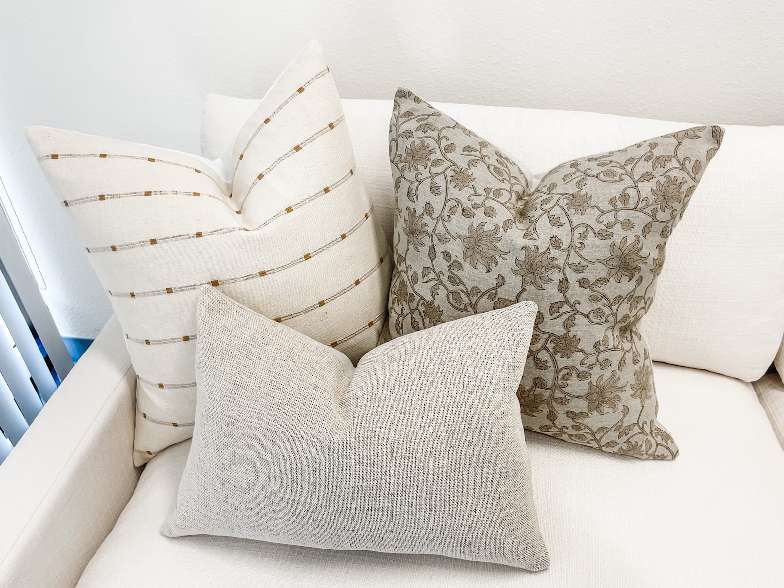 Designer Grey Beige Floral Design on Natural Linen Pillow - Etsy