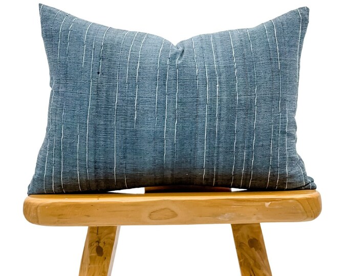 Handwoven Solid Dark Blue Pillow Cover Dark Blue With White | Etsy