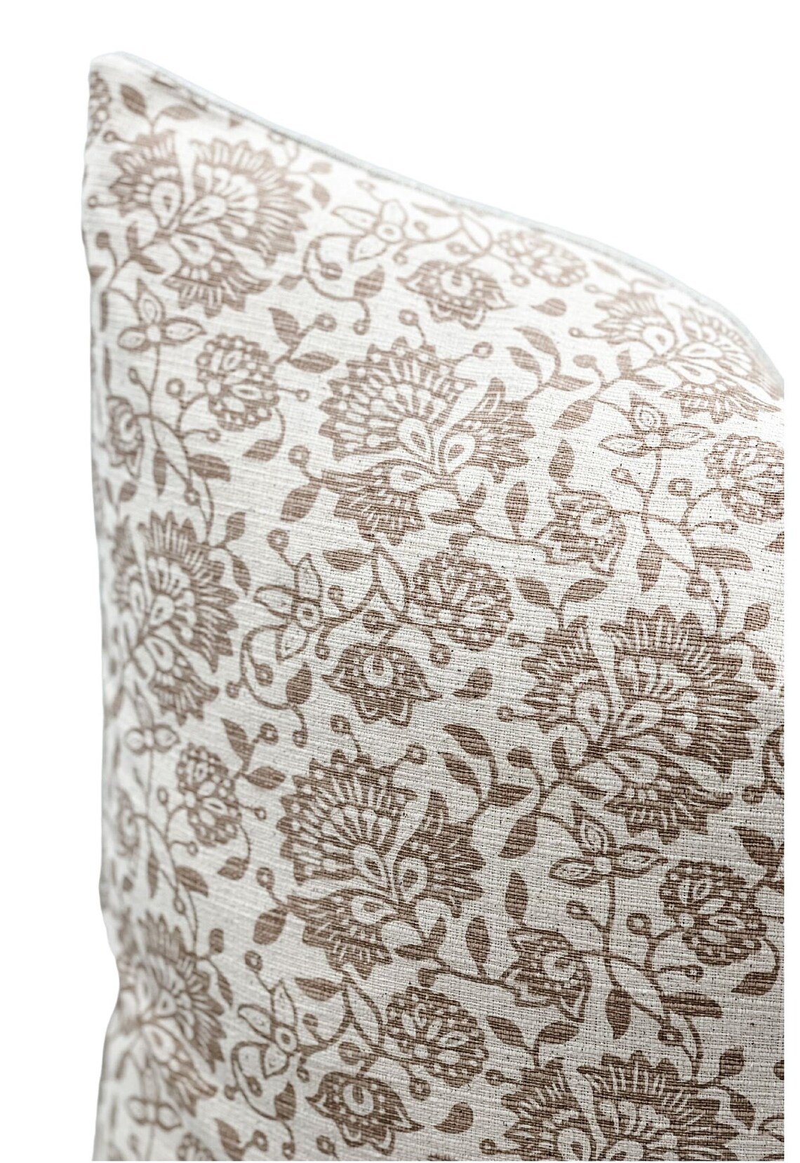 Designer Floral Pillow Cover in Tan Beige, Neutral Floral Pillow Cover ...