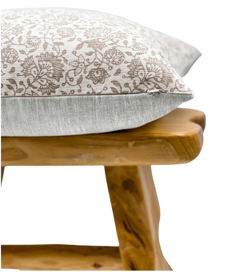 Designer Floral Pillow Cover in Tan Beige, Neutral Floral Pillow Cover ...