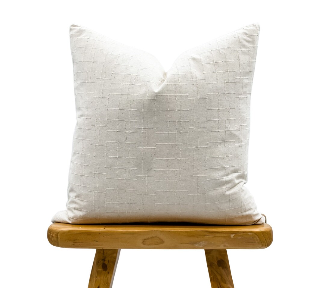 Off White Cream Textured Woven Pillow Cover, Neutral Pillow, White ...