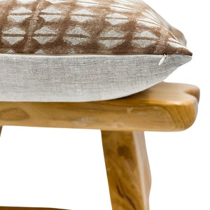 Designer Tan Brown Geometric Print on Natural Linen Pillow Cover, Tan ...