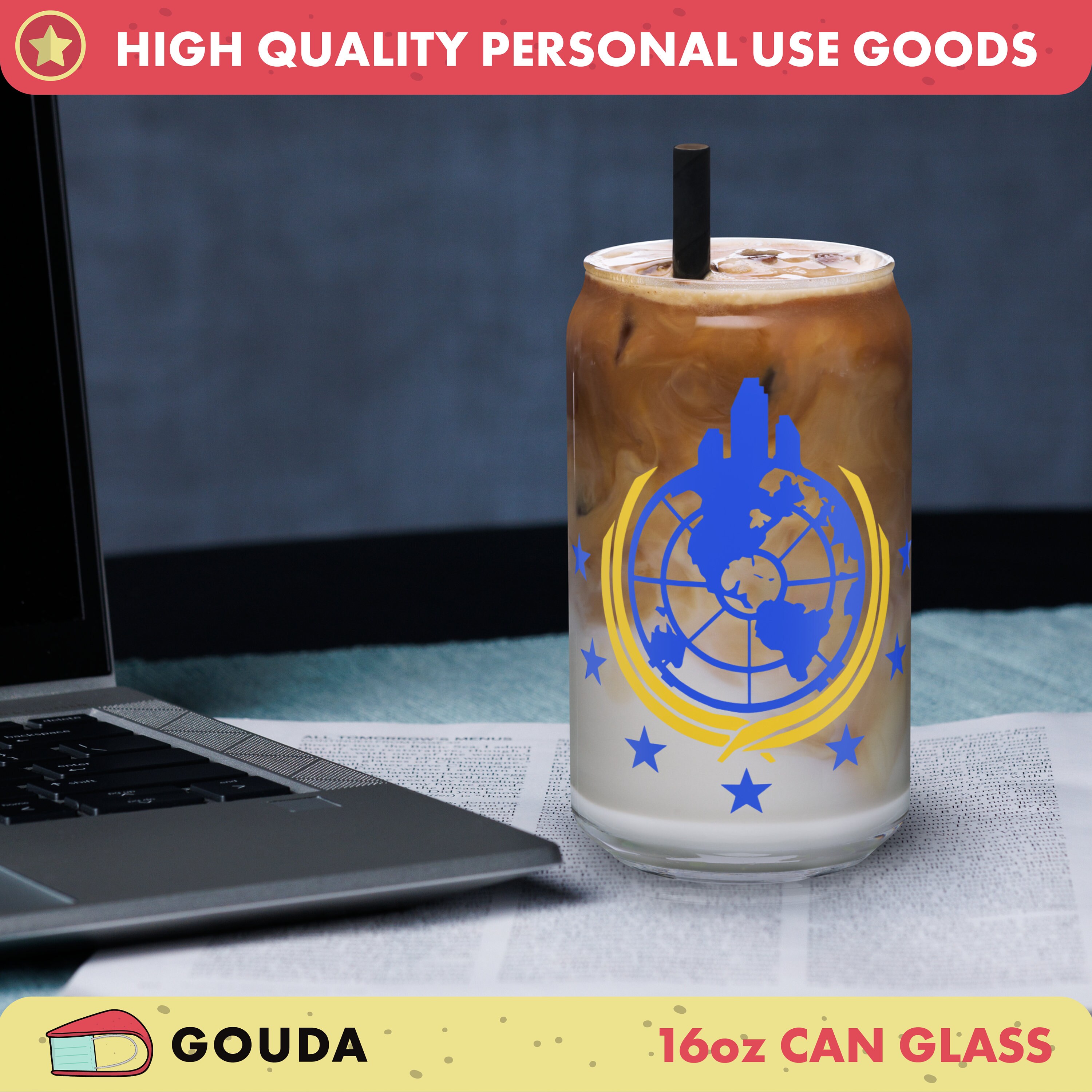 Helldivers 2 Super Earth Can Shaped Glass Helldivers Iced Liber-tea Cup ...