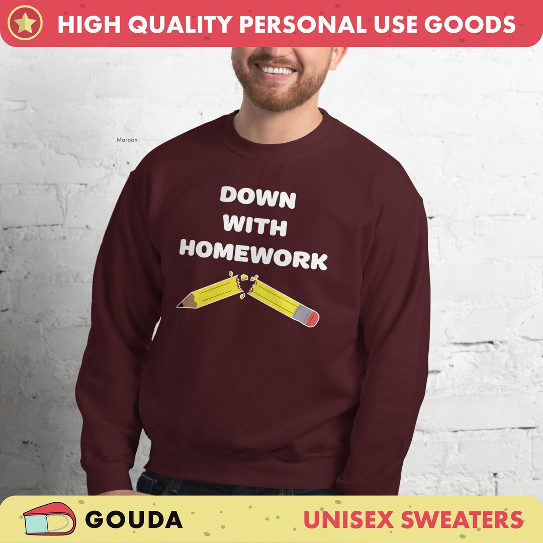 Simpsons Sweatshirt Bart Simpson Down With Homework Pre-shrunk Fabric ...