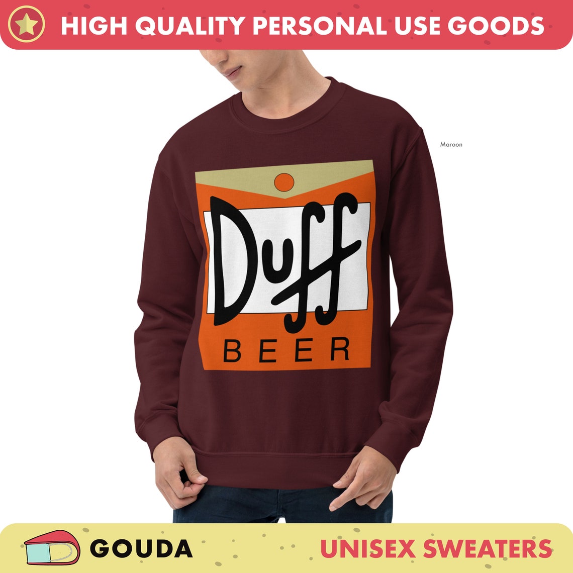 Duff Beer Unisex Sweatshirt the Simpsons Apparel Cute Pre-shrunk Fabric ...