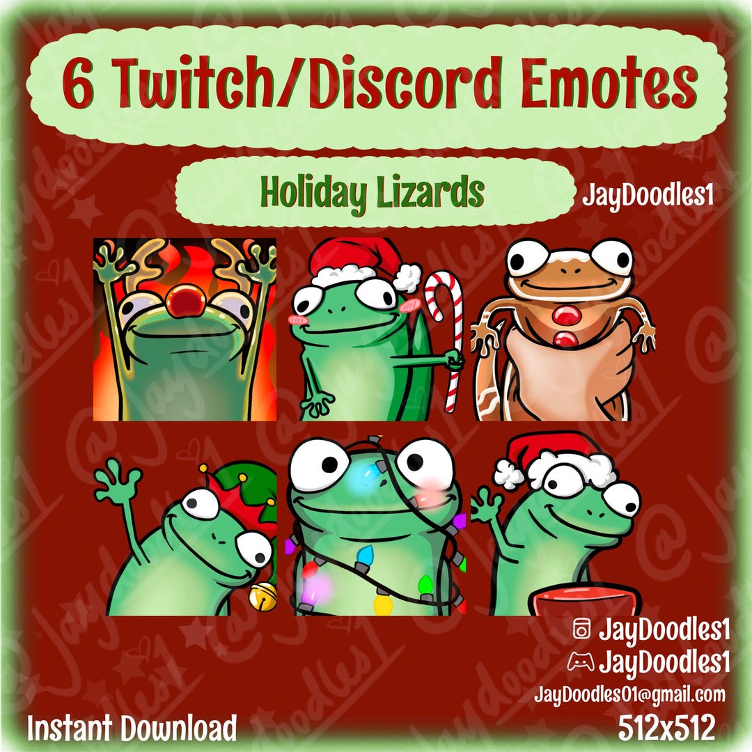6 Holiday Lizards Emote Pack for Twitch/youtube/discord, Instant ...