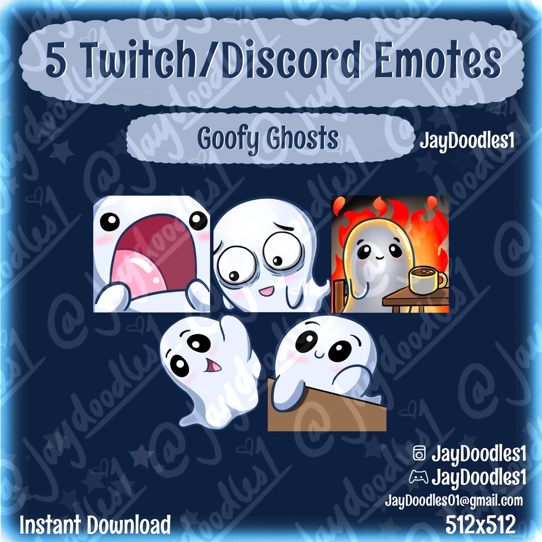 5 Cute, Goofy Ghosts Halloween Emote Pack for Twitch/youtube/discord ...