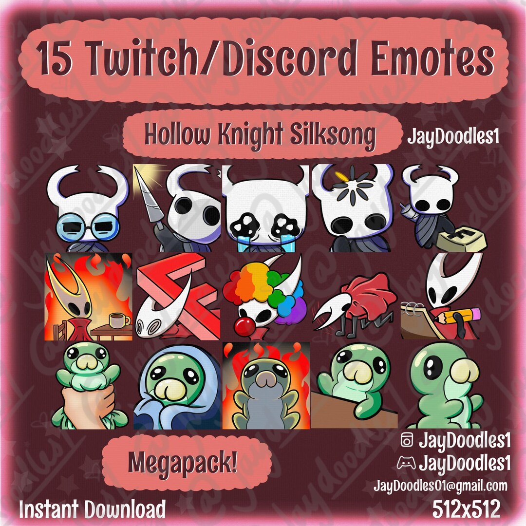 Hollow Knight Silksong Emote Megapack: Twitch/youtube/discord Streamer ...