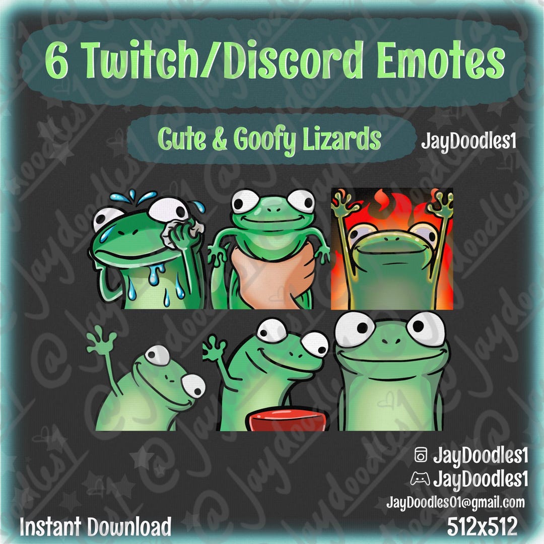 6 Cute Lizard Emote Pack for Twitch/youtube/discord, Instant Download ...