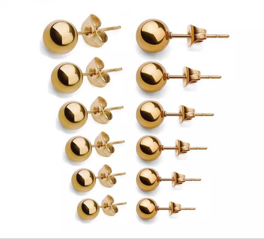 18k Layered Real Gold Filled Ball Earrings - Etsy