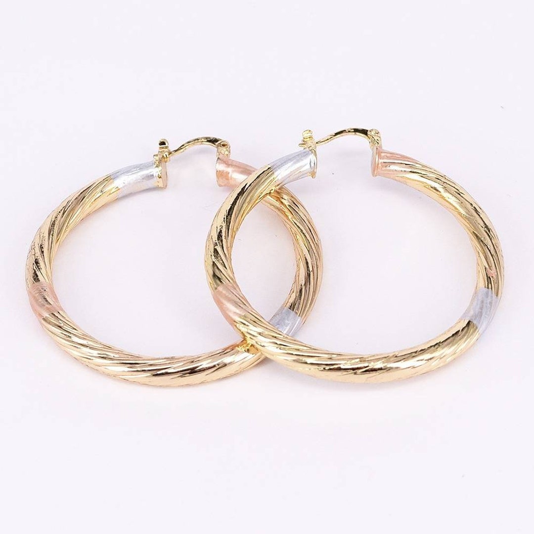 18k Layered Real Gold Filled Round Hoop Earring Multi Colors 25 - Etsy