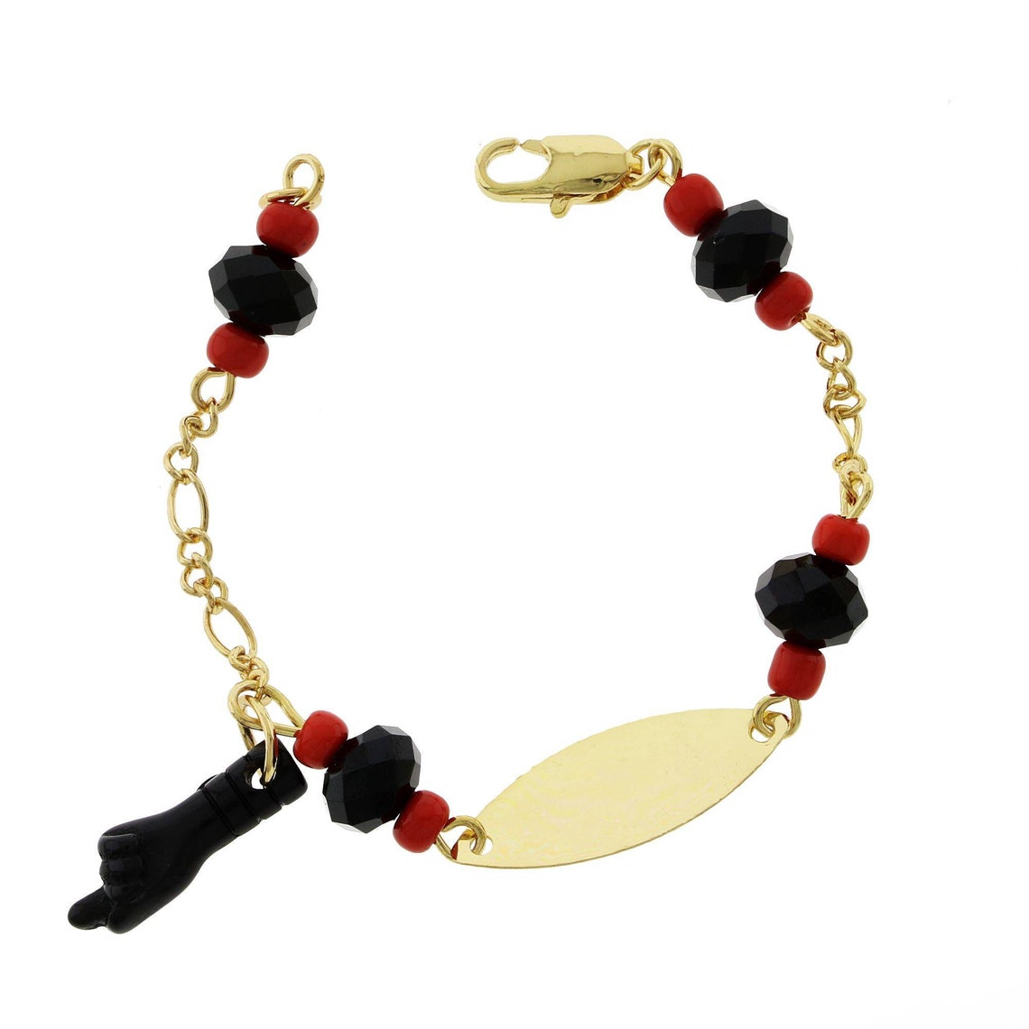 18k Layered Real Gold Filled Azabache Bracelet 6 ID - Etsy