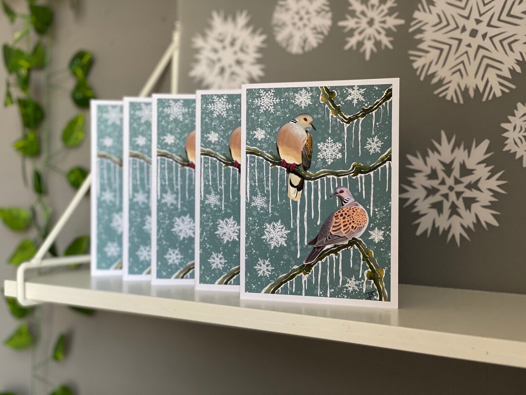 Pack of 5 'two Turtle Doves' Christmas Cards 12 Days - Etsy