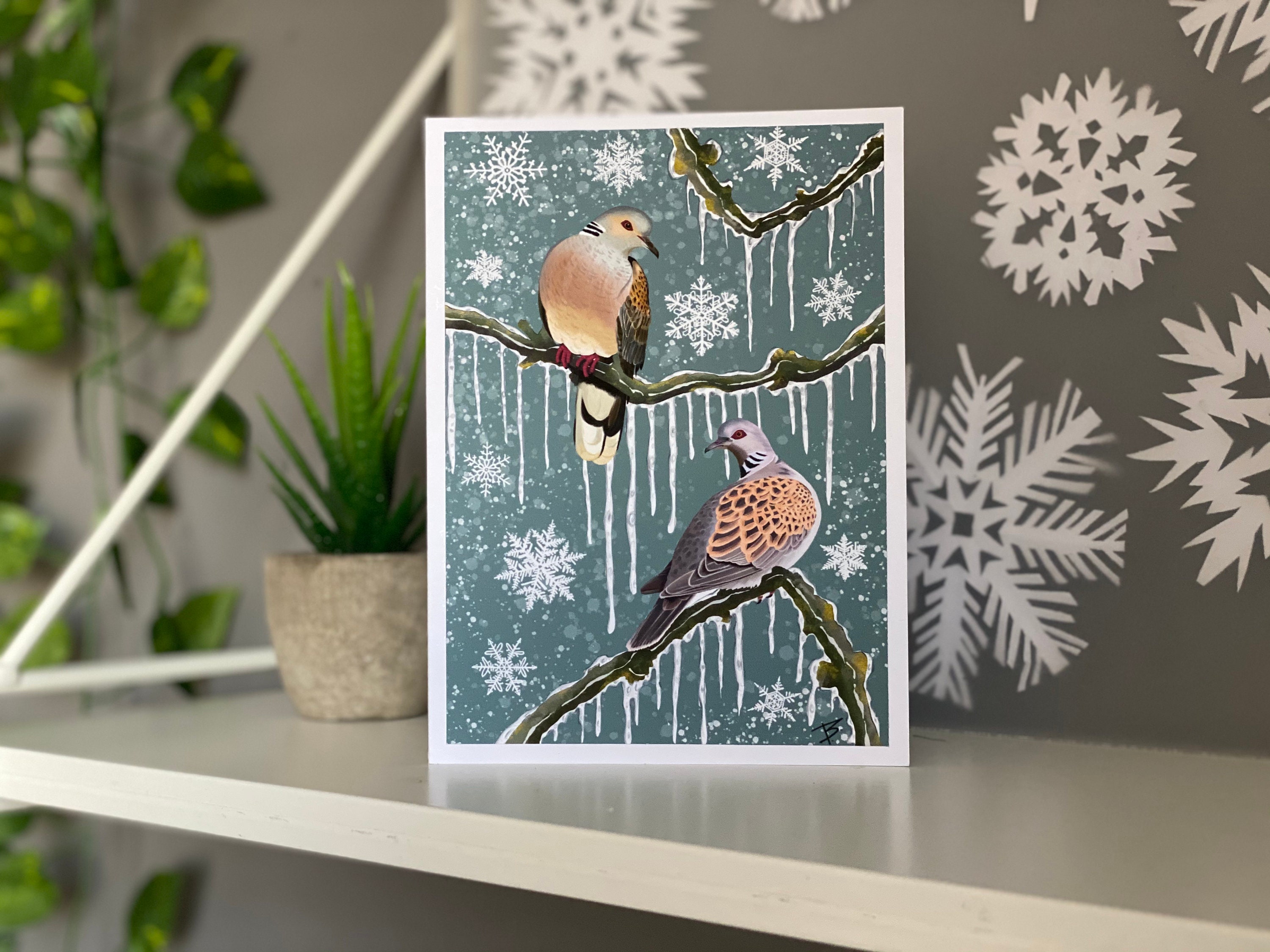 2 Turtle Doves Christmas Card 12 Days of Christmas Handmade - Etsy UK