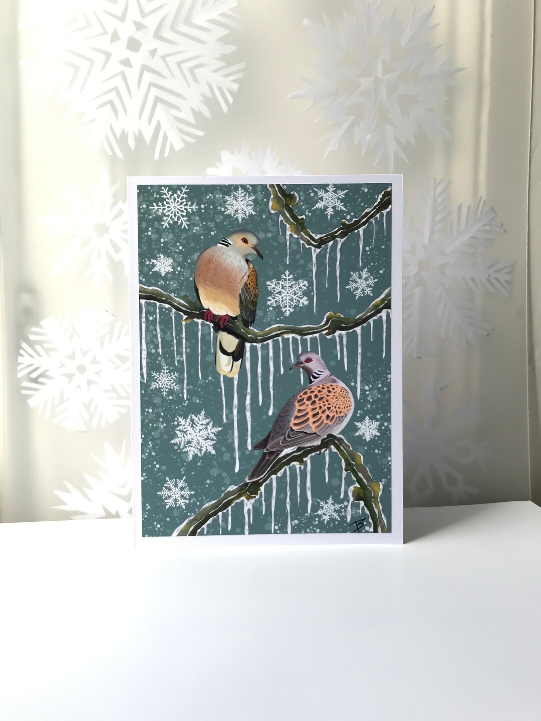2 Turtle Doves Christmas Card, 12 Days of Christmas, Handmade Christmas ...