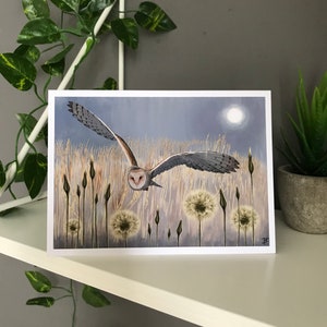 Barn Owl Card, Handmade Card, Art Card, Barn Owl in Moonlight, British ...