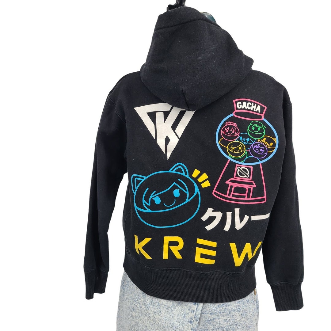 Krew Funneh Gacha Hoodie Black Hooded Sweatshirt Harajuku Emo Unisex ...
