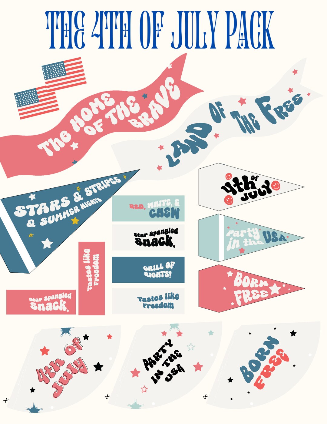 4th of July Party Pack - Instant Download Printable Bundle Including ...