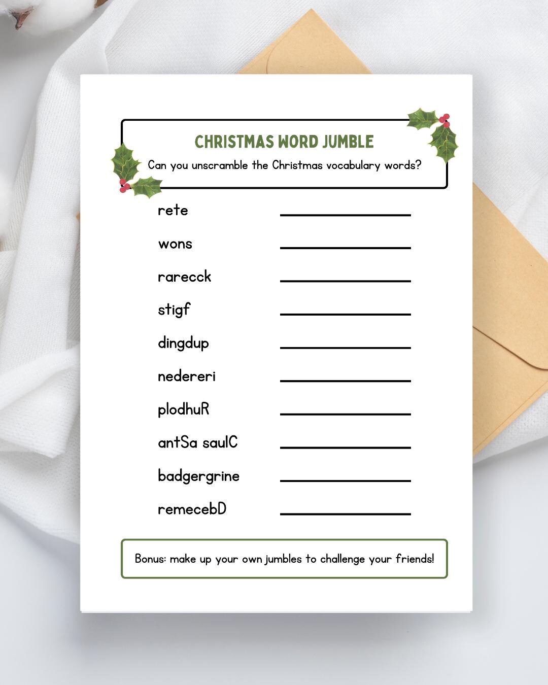 Christmas Fun Pack: Interactive Holiday Activities for Kids Ages 3-10 ...