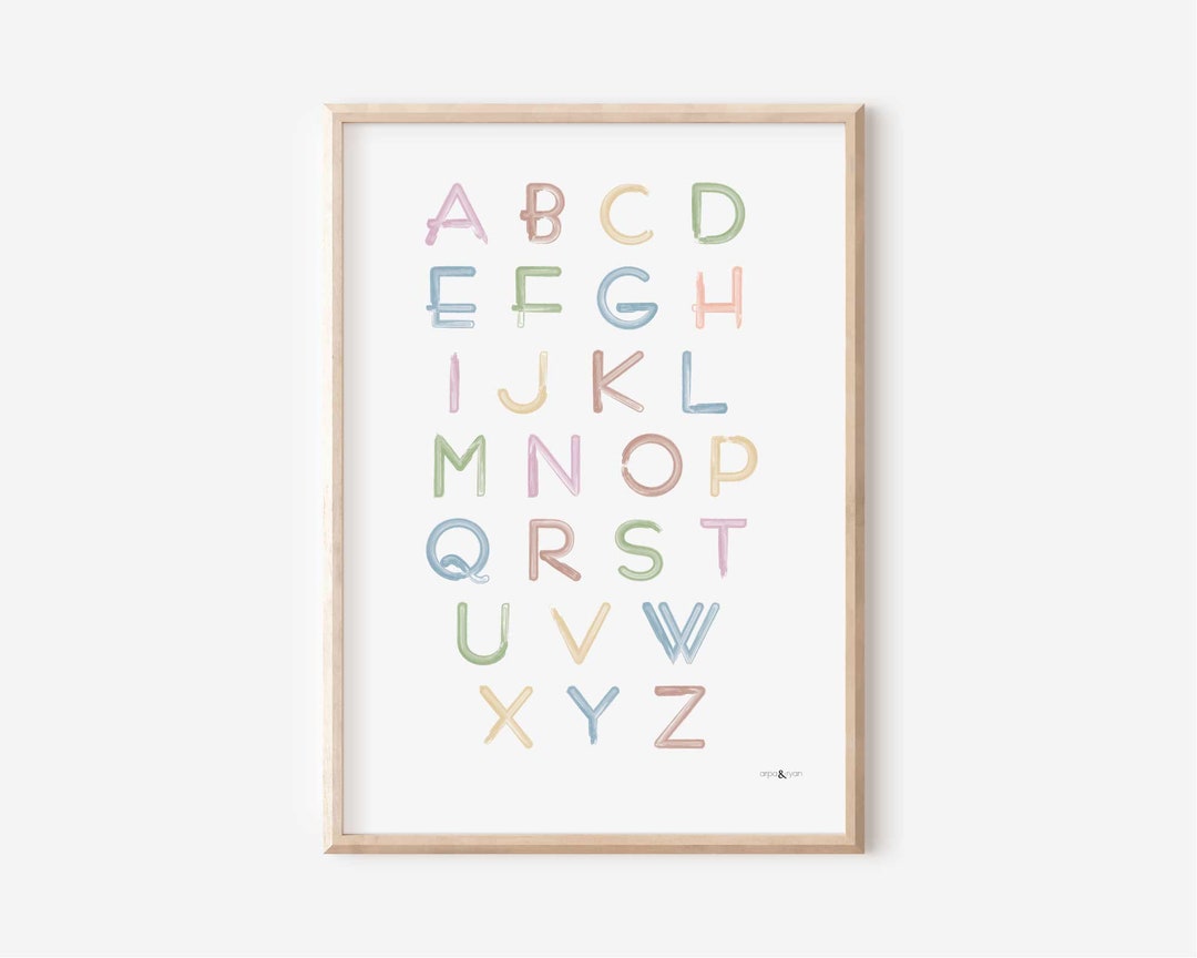English Alphabet - Muted Rainbow - Etsy