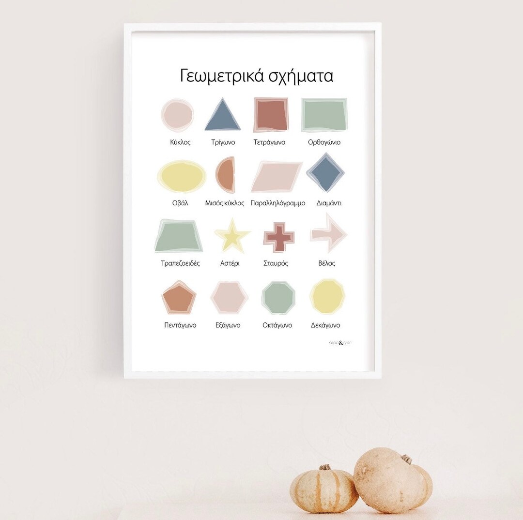 Geometric Shapes in Greek - Muted Rainbow - Etsy