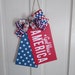 Patriotic Tag Sign, Red, White, and Blue Door Hanger, God Bless America ...