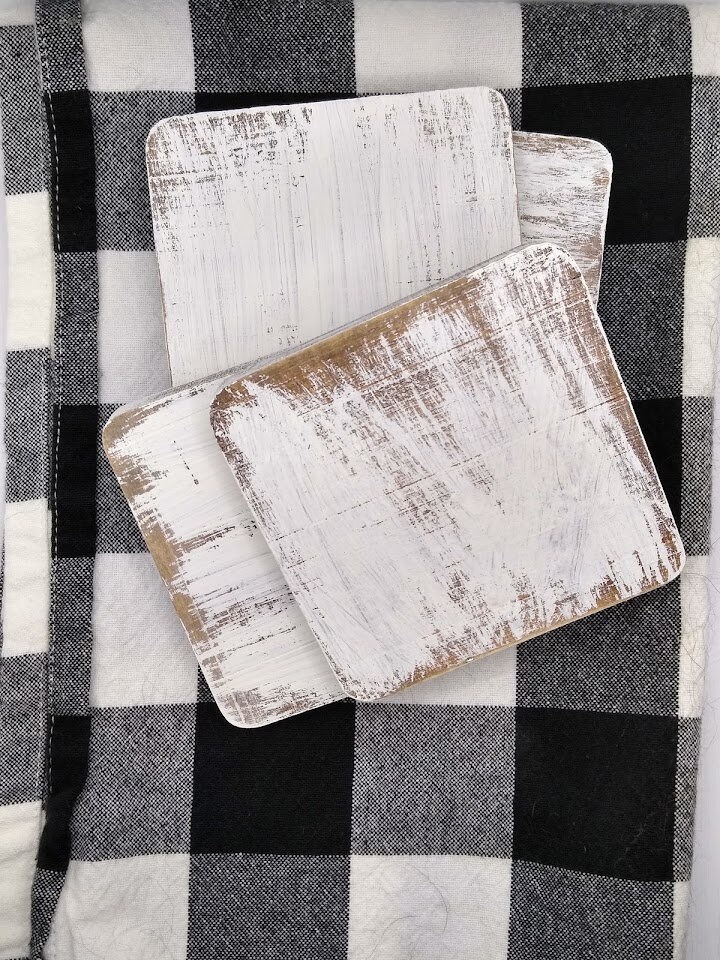 Wood Coasters, Wooden Rustic Farmhouse Coasters, Set of 4, Handmade ...