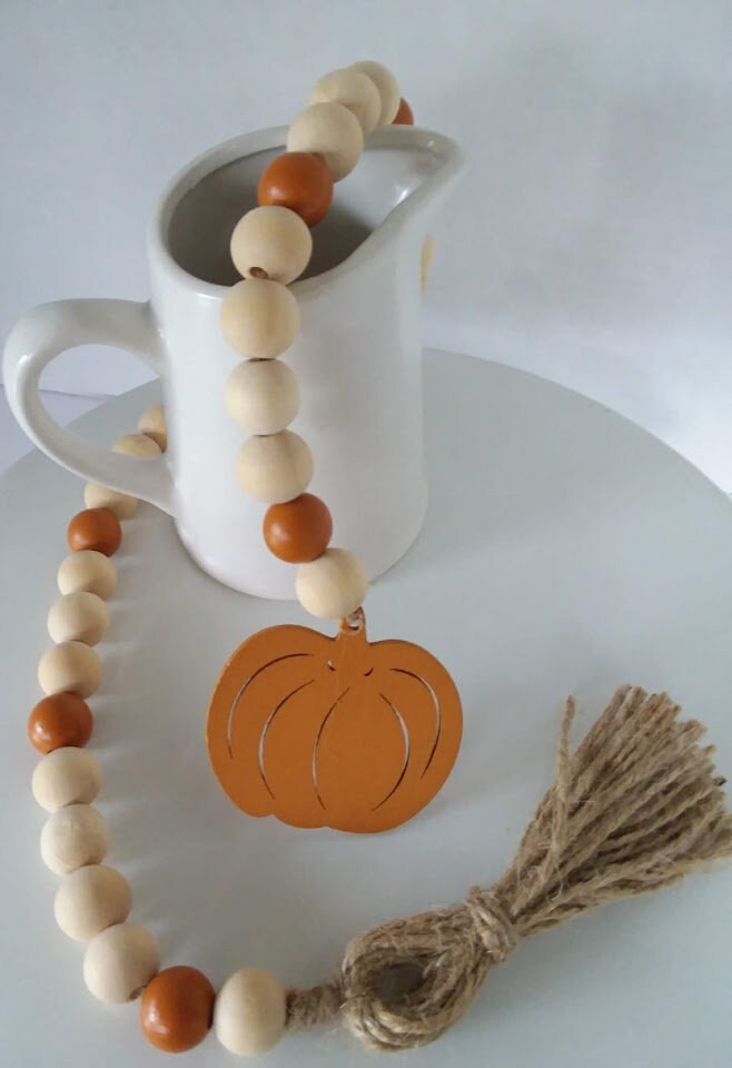 Pumpkin Beaded Garland, Bead Garland, Pumpkin Spice Bead Garland, Fall ...